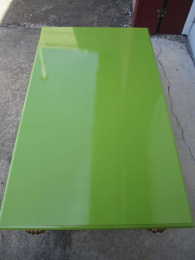 Outrageous Hollywood Regency Lacquered Lime Green and Gold Coffee Table ...
