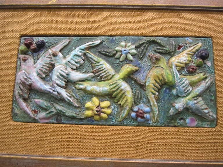 Charming Harris Strong Style 3-D Tile bird Painting For Sale at 1stDibs