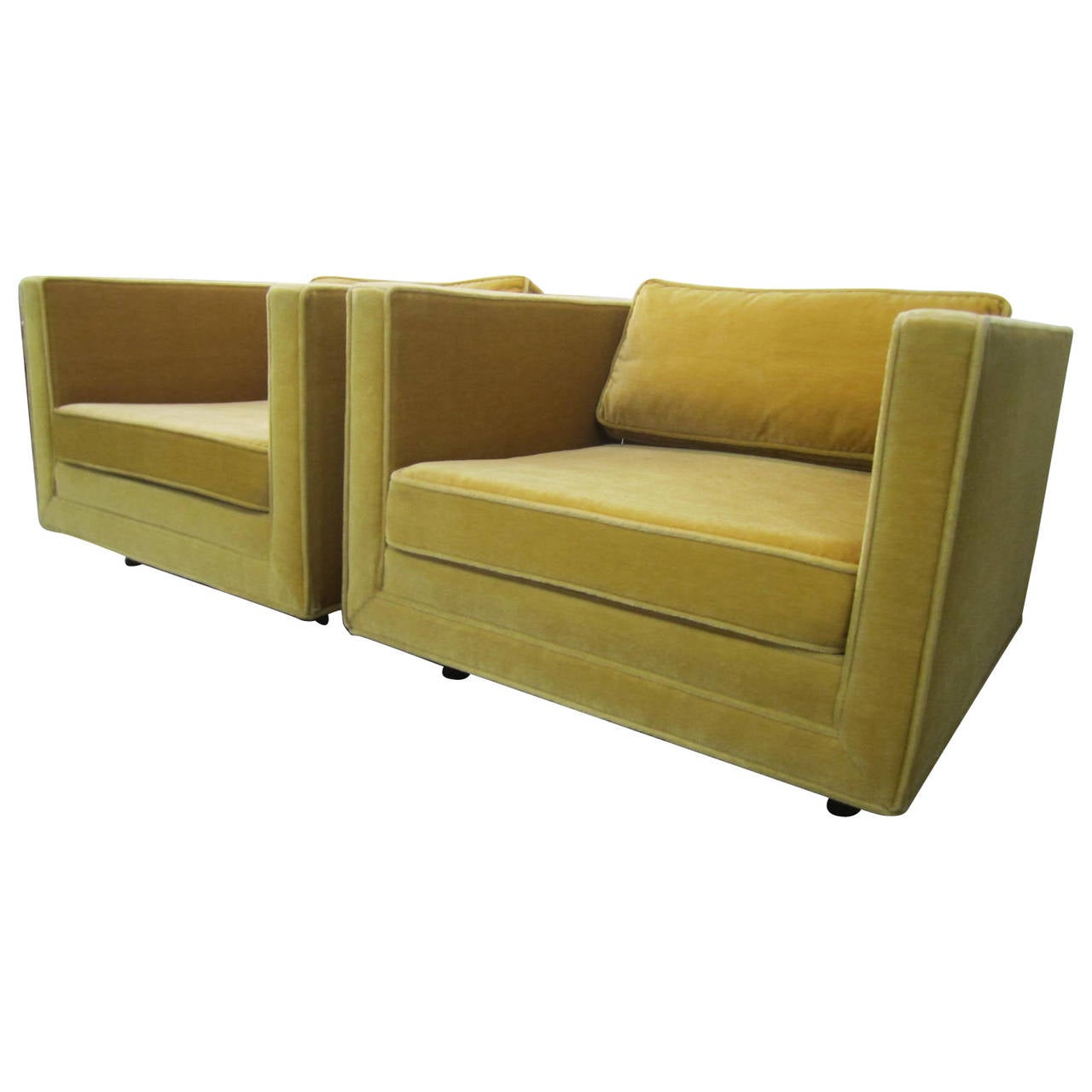 Handsome Pair of Signed Harvey Probber Mohair Cube Chairs Mid-Century ...