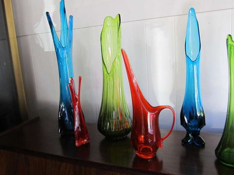 Fabulous Collection of 9 Colorful Viking Glass Vases Mid-Century Modern ...