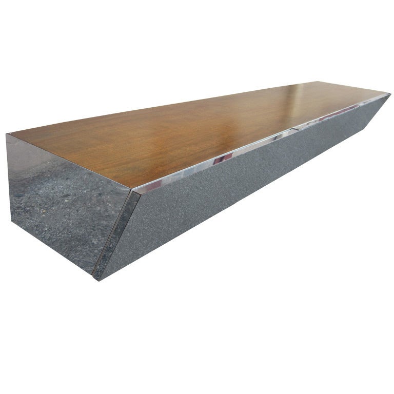 Milo Baughman Chromed Slant Front Hanging Console Shelf Table at 1stDibs