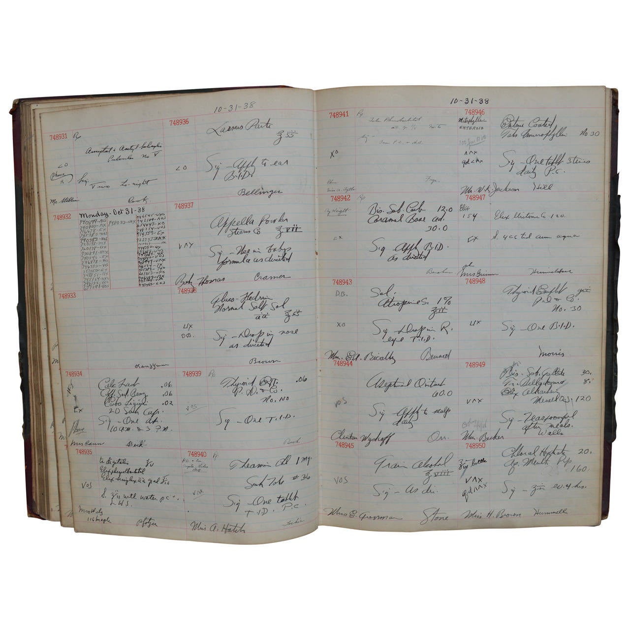 1930s Prescription Ledger at 1stDibs