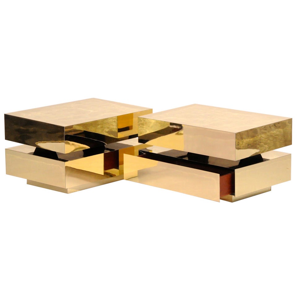 Pair Of Gabriella Crespi Adjustable Low Tables at 1stDibs