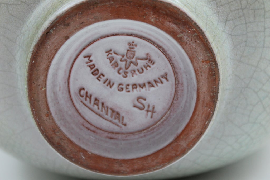 Chantal pottery vase with crackled finish by Karlsruhe For Sale at 1stDibs
