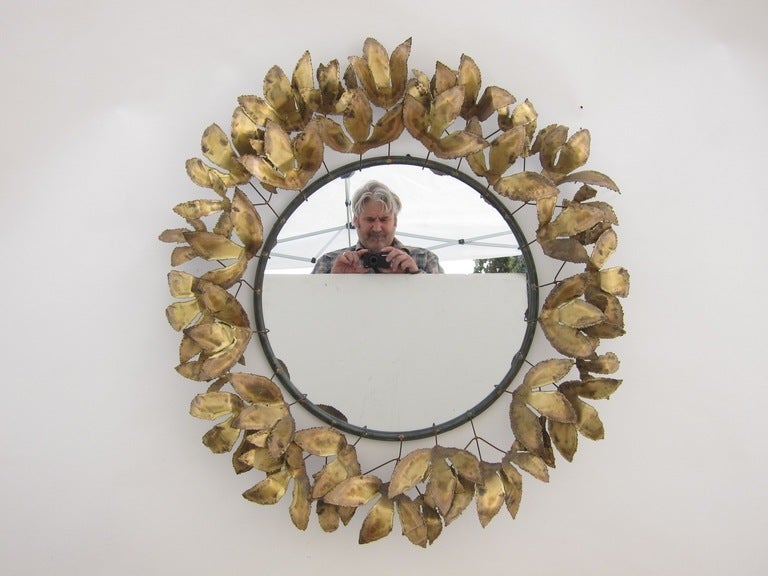 Large Curtis Jere "Leaf" Mirror at 1stDibs