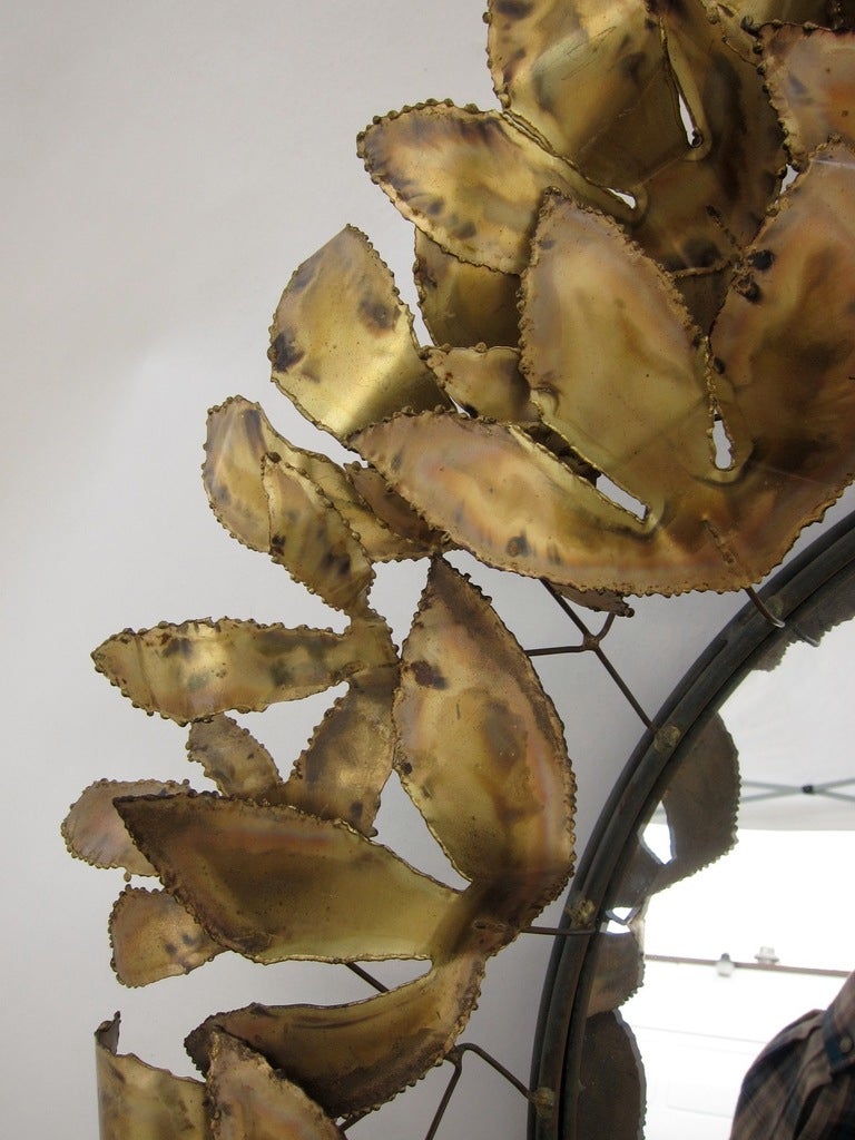 Large Curtis Jere "Leaf" Mirror at 1stDibs