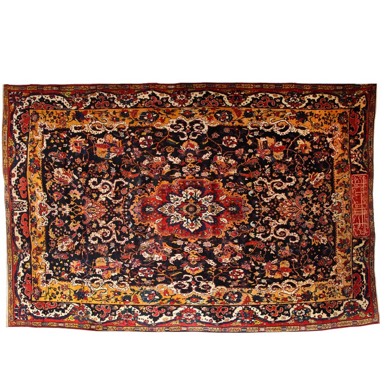 Antique 1906 Persian Zele Sultan Bakhtiari Rug, 12x18 For Sale at 1stDibs