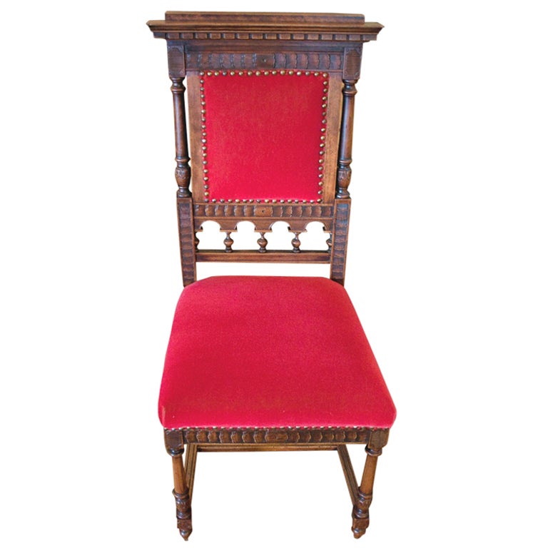 Red Velvet Rectory Chair - Rare For Sale at 1stDibs