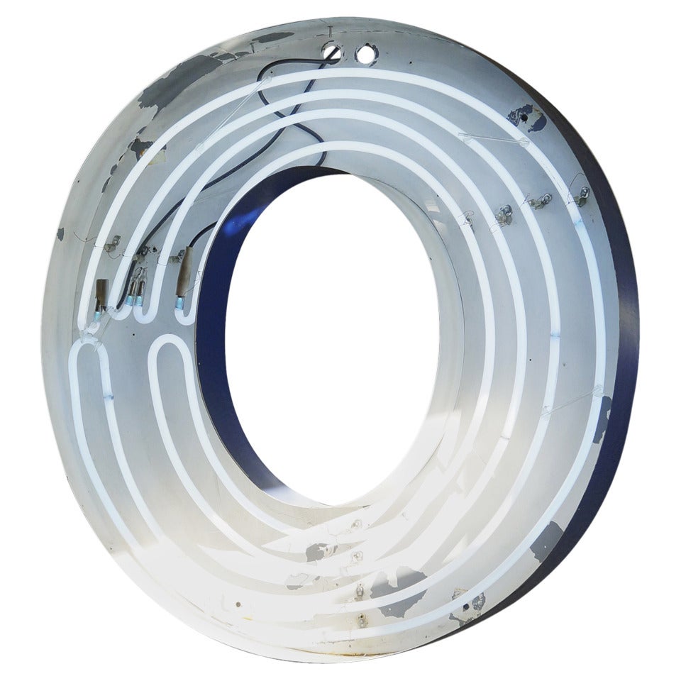 Vintage Blue Metal Salvaged Neon Letter 'O' at 1stDibs