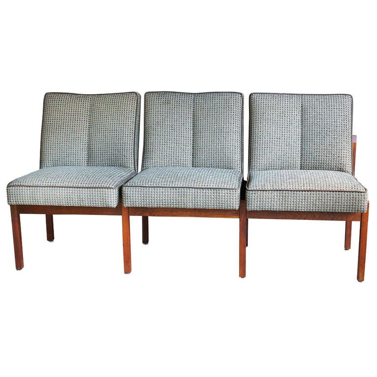 Mid-Century Modern Three Seat Bench with Sculpted Back at 1stDibs