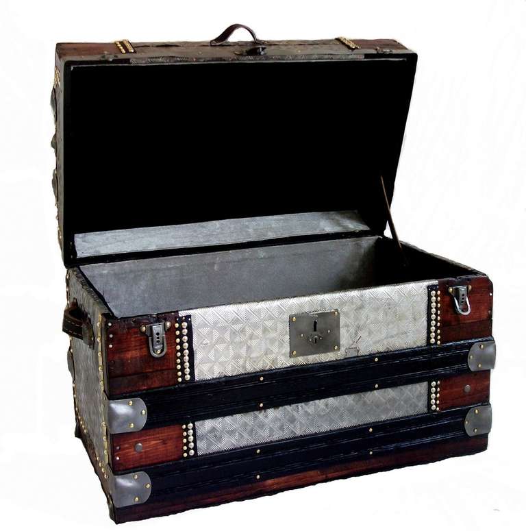 Antique Trunk, Zinc Clad Curve-Top, circa 1870's at 1stDibs