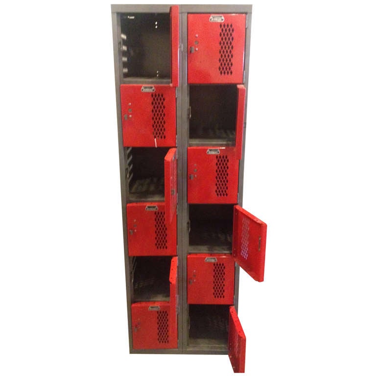 Vintage 2 Column Cubby Locker Unit - 2 Tone For Sale at 1stDibs
