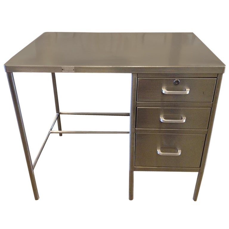Vintage Stainless Steel Scientific Desk For Sale at 1stDibs