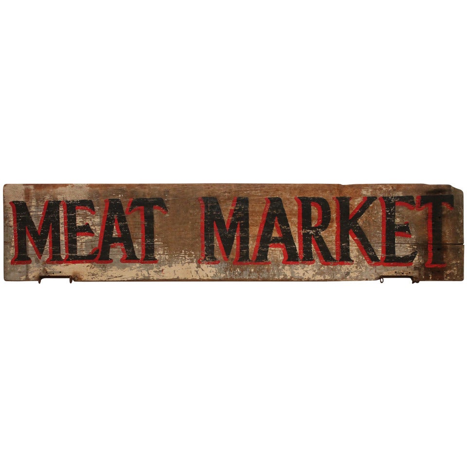 1940's-50's Painted Meat Market Sign at 1stDibs