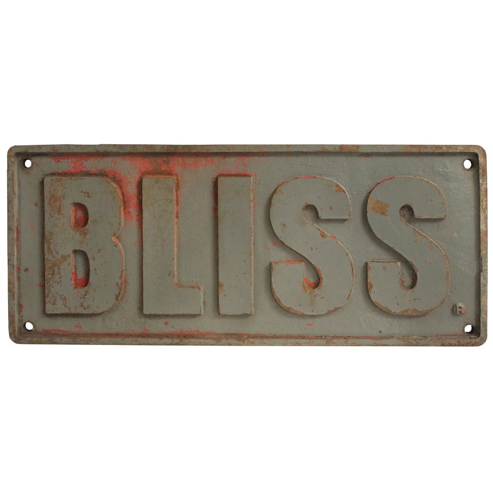 Cast Iron Bliss Sign at 1stDibs