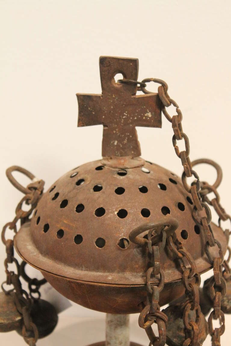 Early Hand Wrought Iron Coptic Thurible Incense Burner at 1stDibs