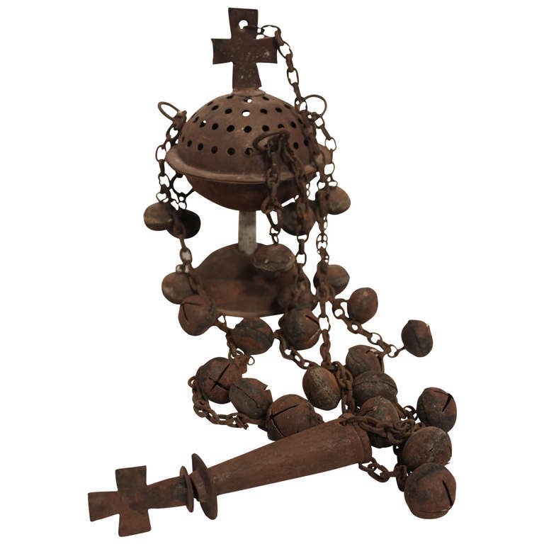 Early Hand Wrought Iron Coptic Thurible Incense Burner at 1stDibs