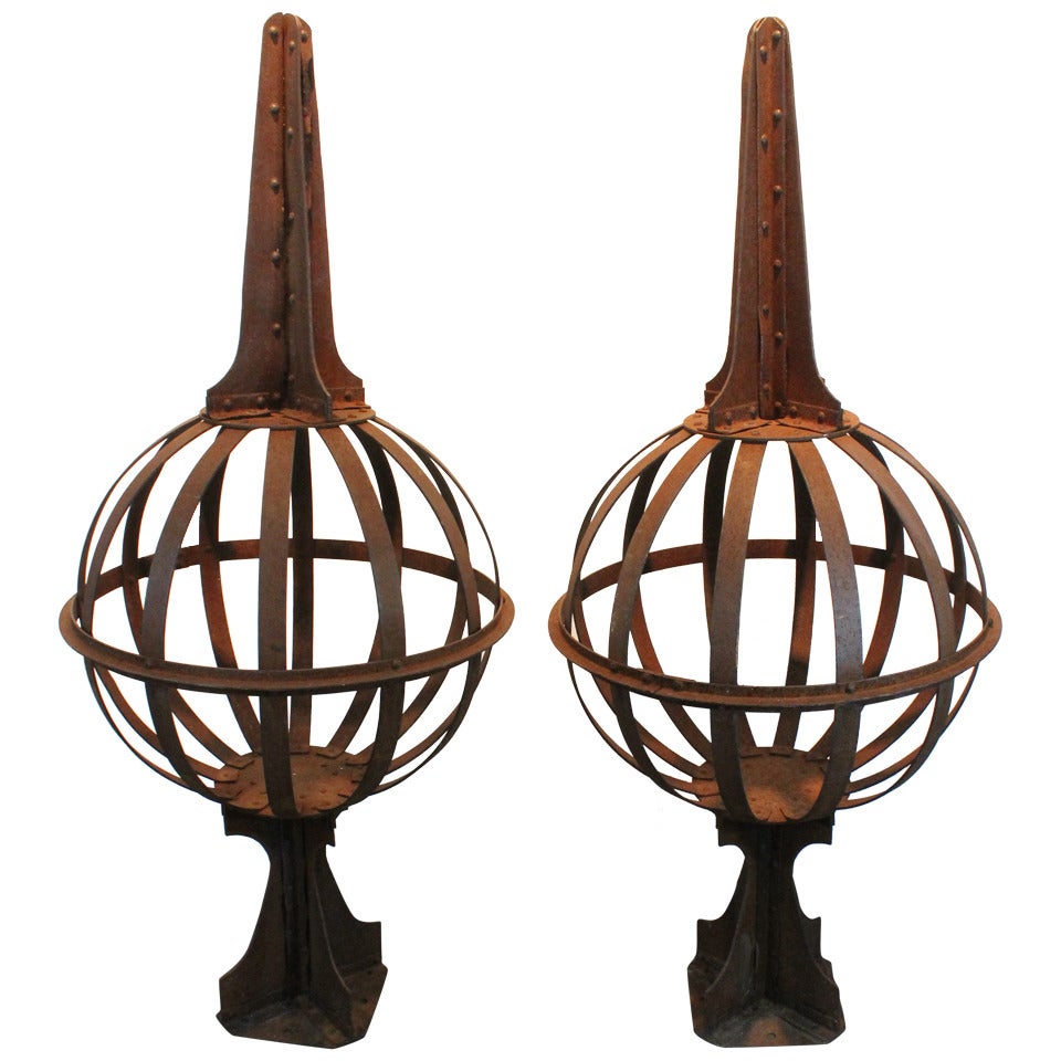 Pair of Large Scale Eiffel Iron Works Bridge Finials For Sale at 1stDibs