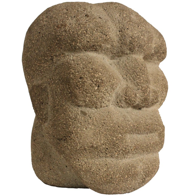 Folk Art Carved Stone Head at 1stDibs