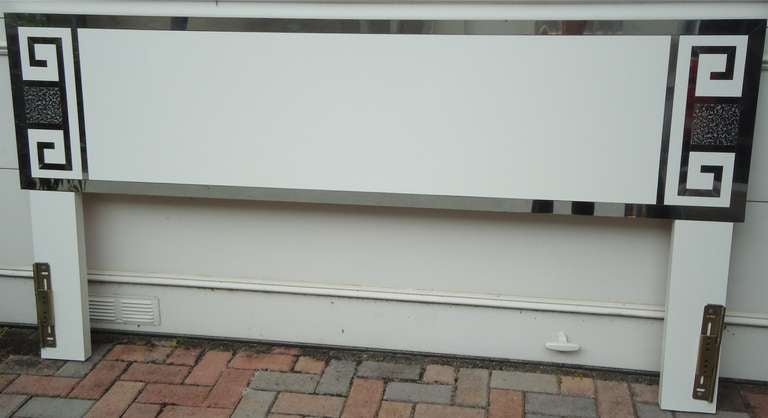 Greek Key King Size Headboard Mid Century Modern Grant and Sloan at 1stDibs