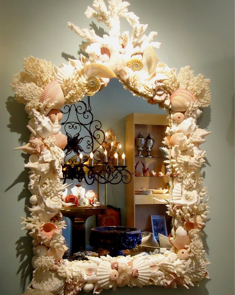Gorgeous Seashell and Coral Mirror at 1stDibs