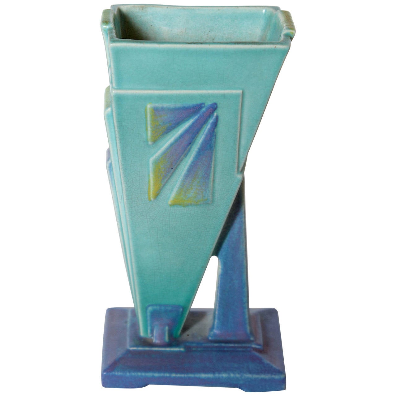 Cubist, Geometric 1930s Art Deco Signed British Vase by Bretby at 1stDibs