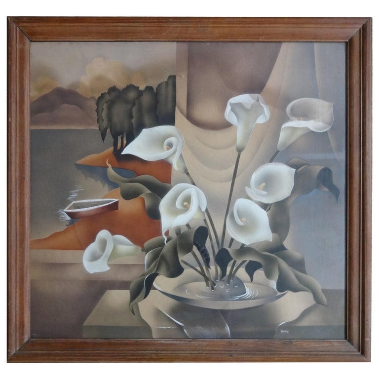 Benjamin Jorj Harris Airbrush Water Color on Paper Painting For Sale at ...