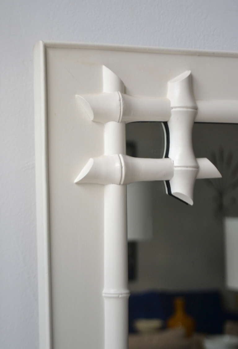 White Lacquered Faux Bamboo Wall Mirror at 1stDibs