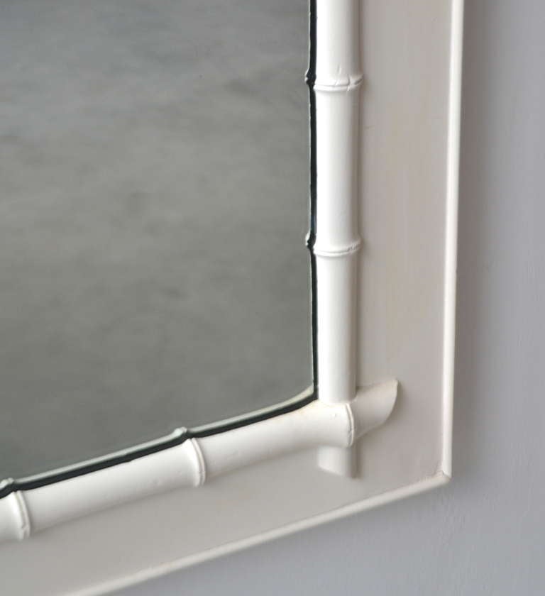 White Lacquered Faux Bamboo Wall Mirror at 1stDibs