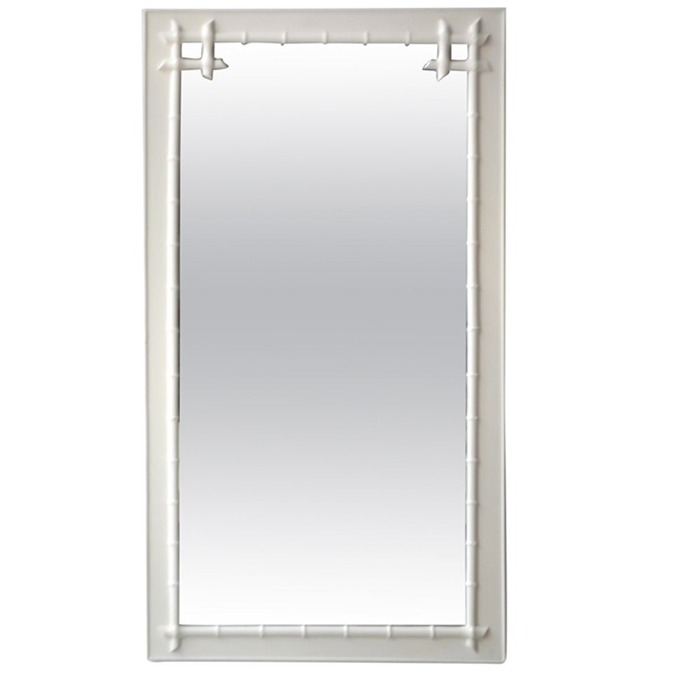 White Lacquered Faux Bamboo Wall Mirror at 1stDibs
