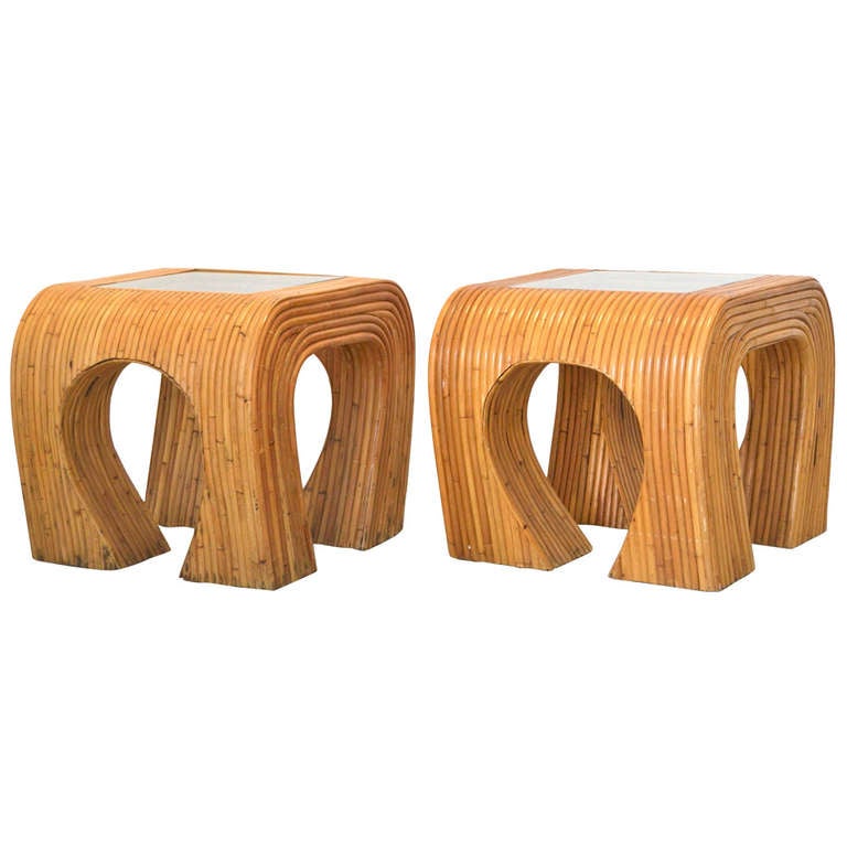 Pair of Split Reed Side Tables at 1stDibs