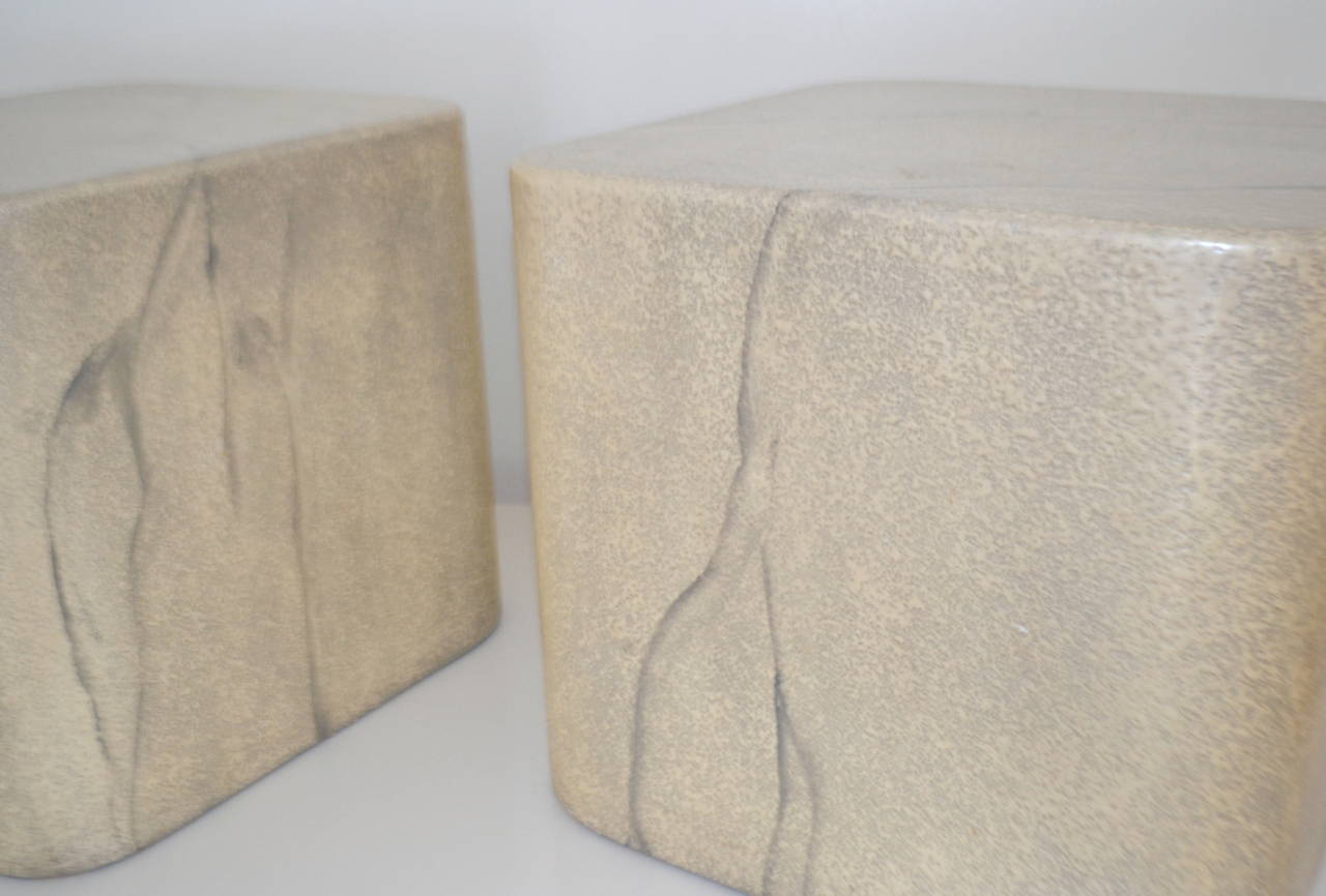 Pair of Faux Marble Cube Form Side Tables or Coffee Table at 1stDibs ...