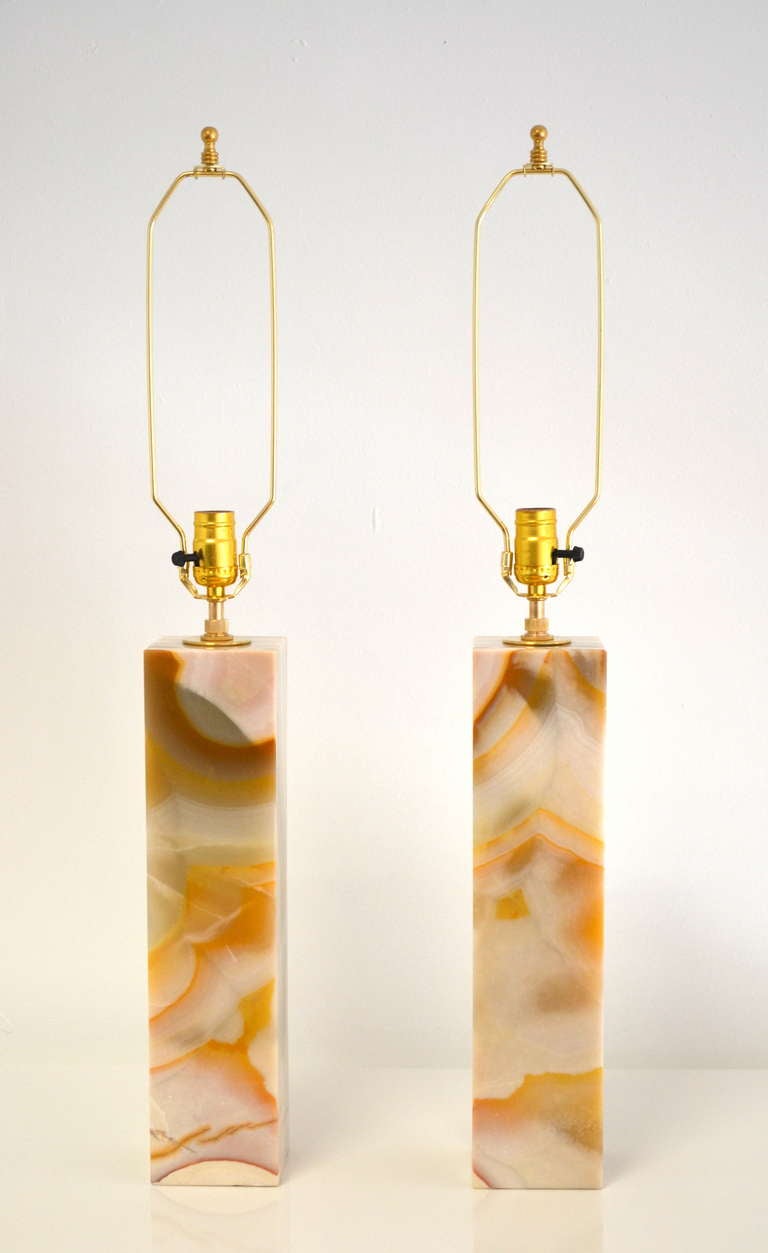 Pair of Onyx Table Lamps at 1stDibs