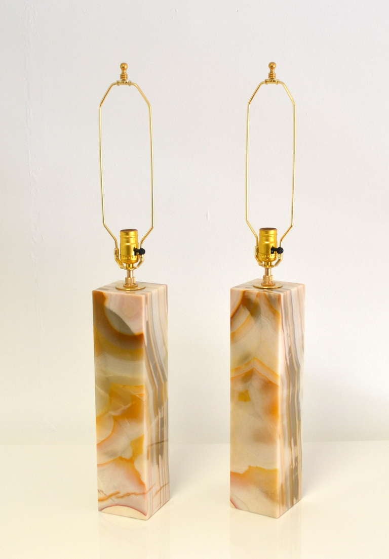 Pair of Onyx Table Lamps at 1stDibs