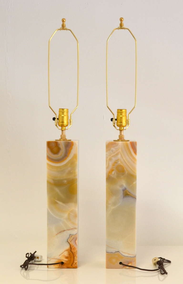 Pair of Onyx Table Lamps at 1stDibs