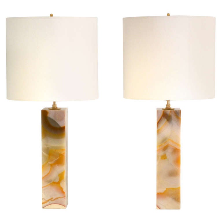 Pair of Onyx Table Lamps at 1stDibs