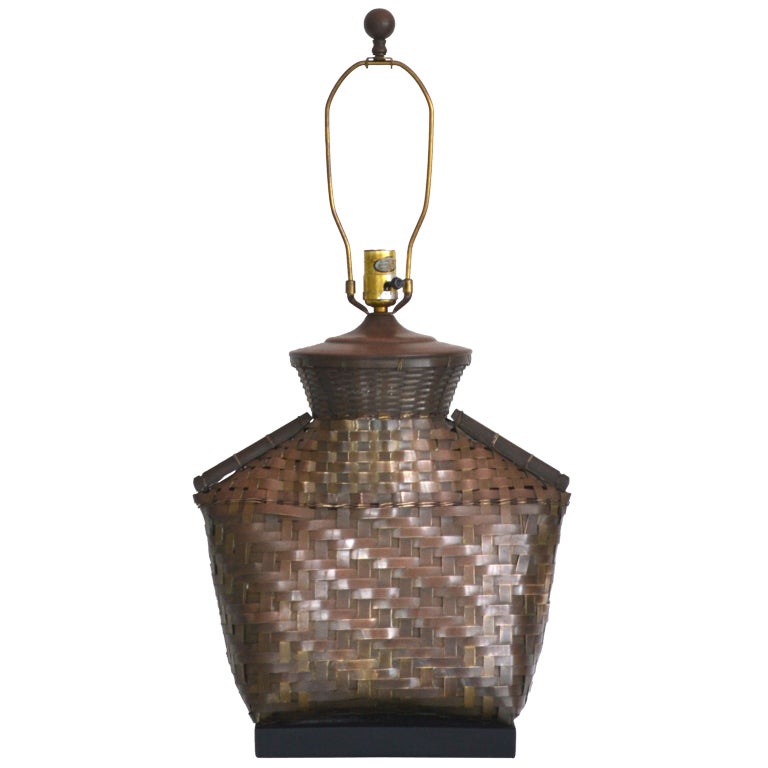 Woven Brass Table Lamp by Chapman at 1stDibs