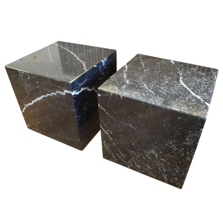Pair of Marble Cube End Tables at 1stDibs