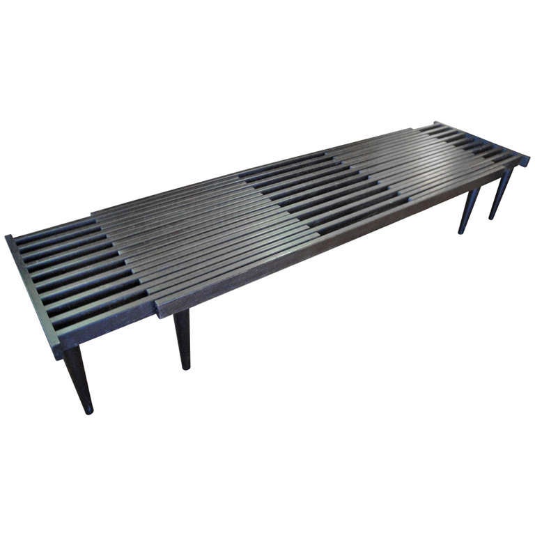 Expandable Black Slat Bench at 1stDibs | expanding slat bench ...