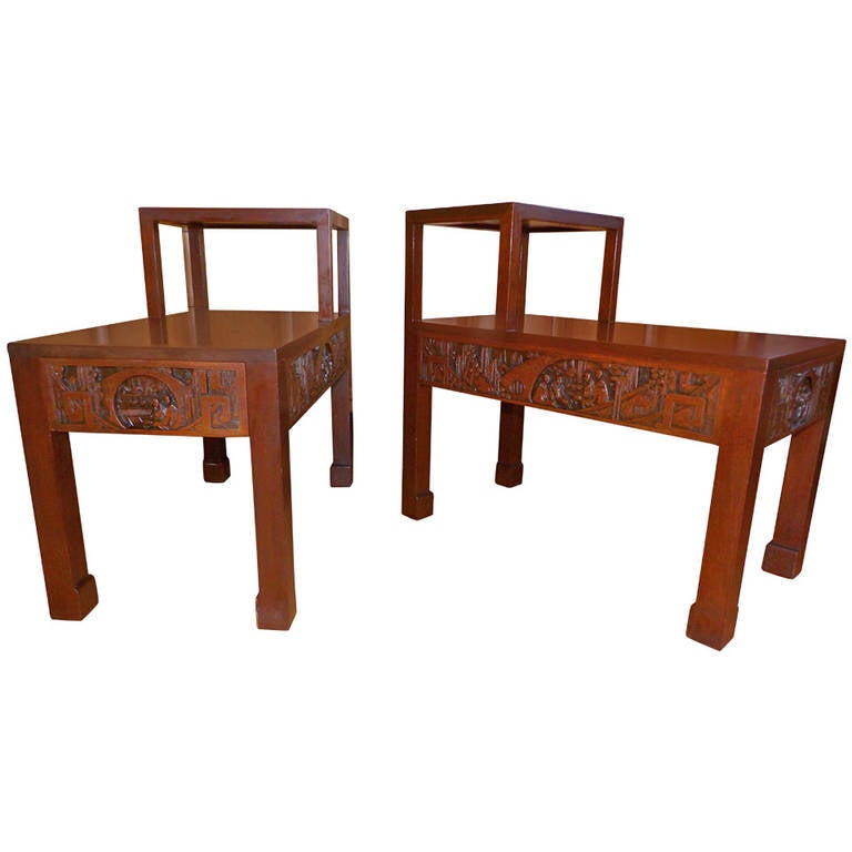Pair of Chinese Step-End Tables by George Zee For Sale at 1stDibs