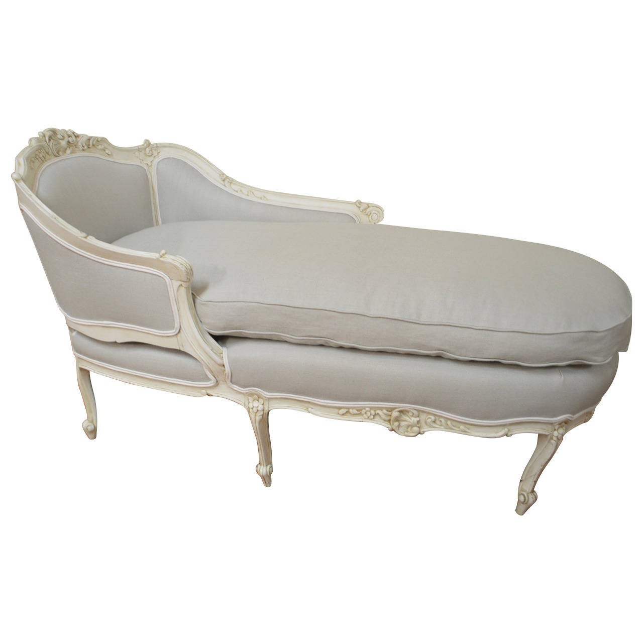 Louis XV Style Painted Chaise Longue at 1stDibs