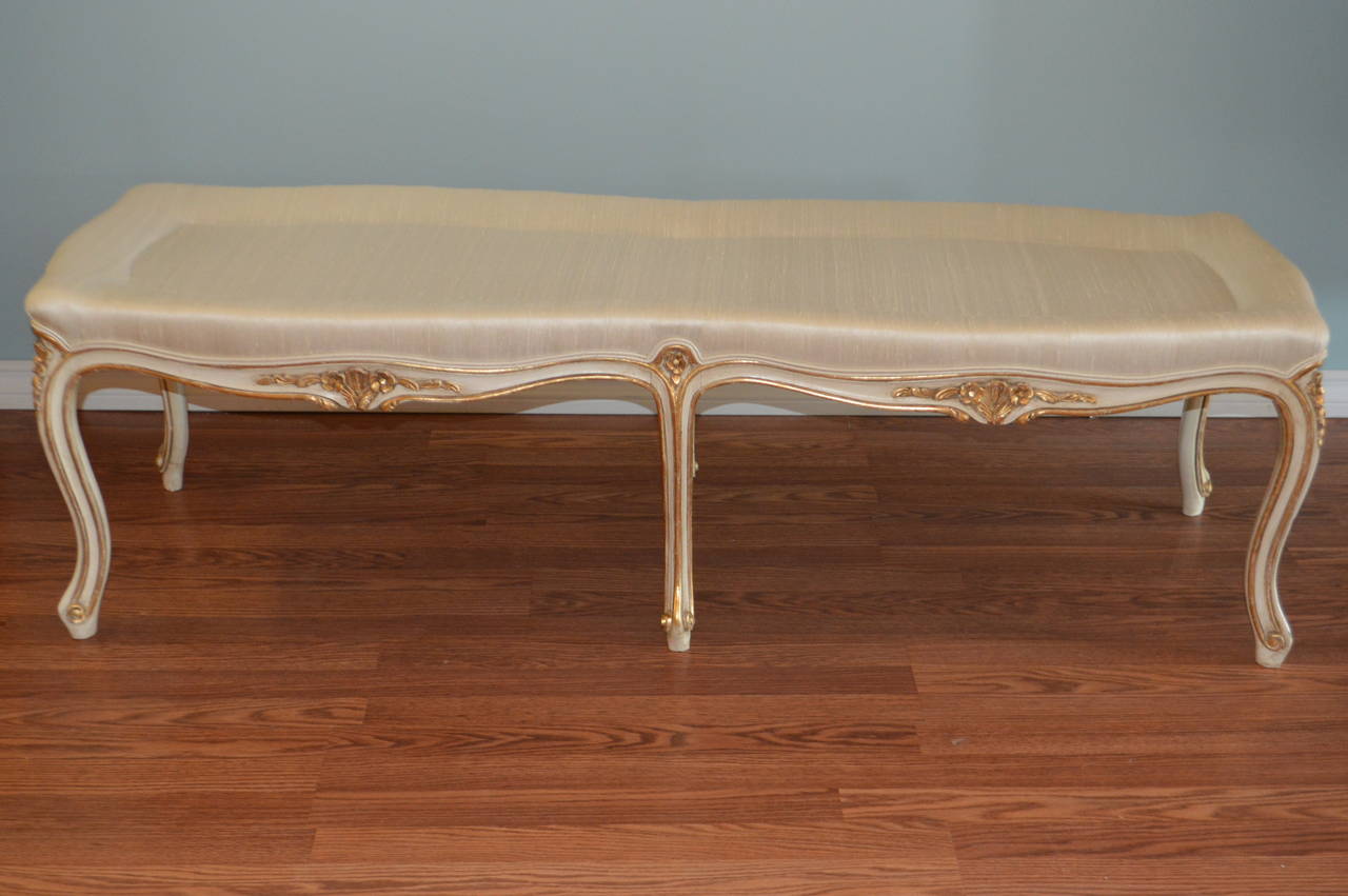 Louis XV Style Bench Showing Painted Showing Gilt Accent, for Custom ...