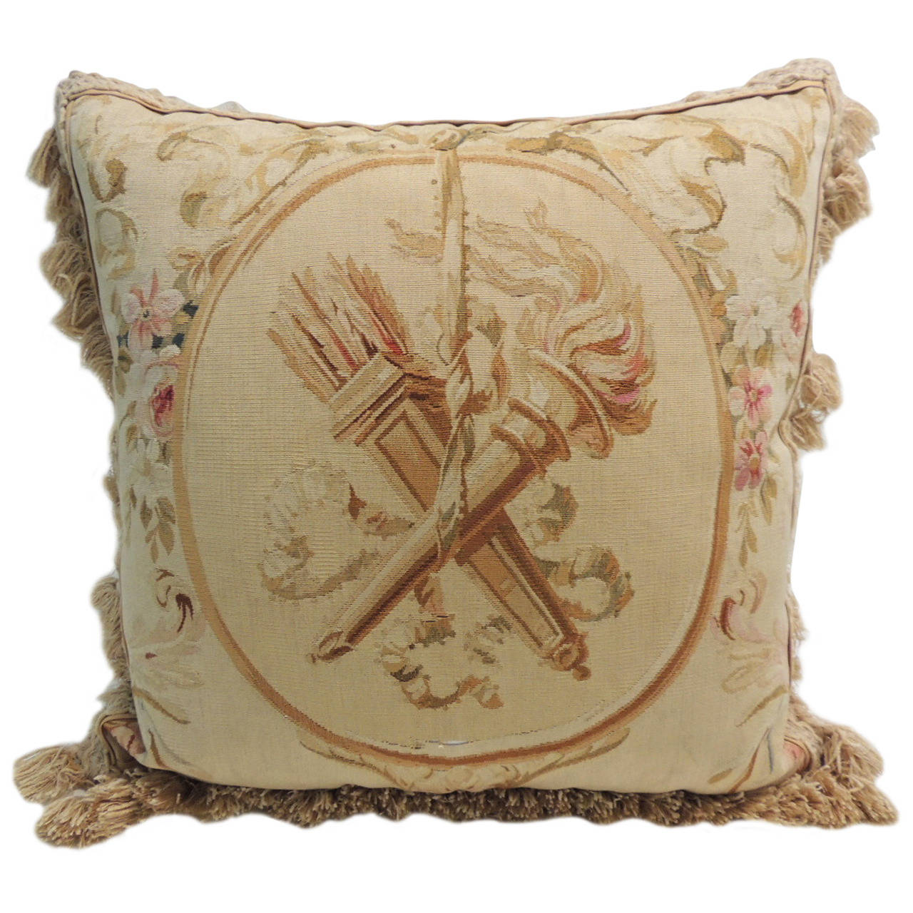 Large Tapestry Pillow with Tassels. at 1stDibs