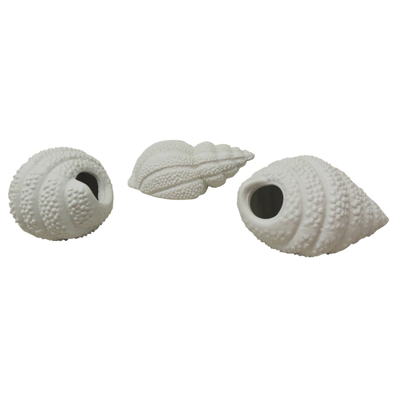 Set of Three Bisque Porcelain Sea Snail Shells at 1stDibs