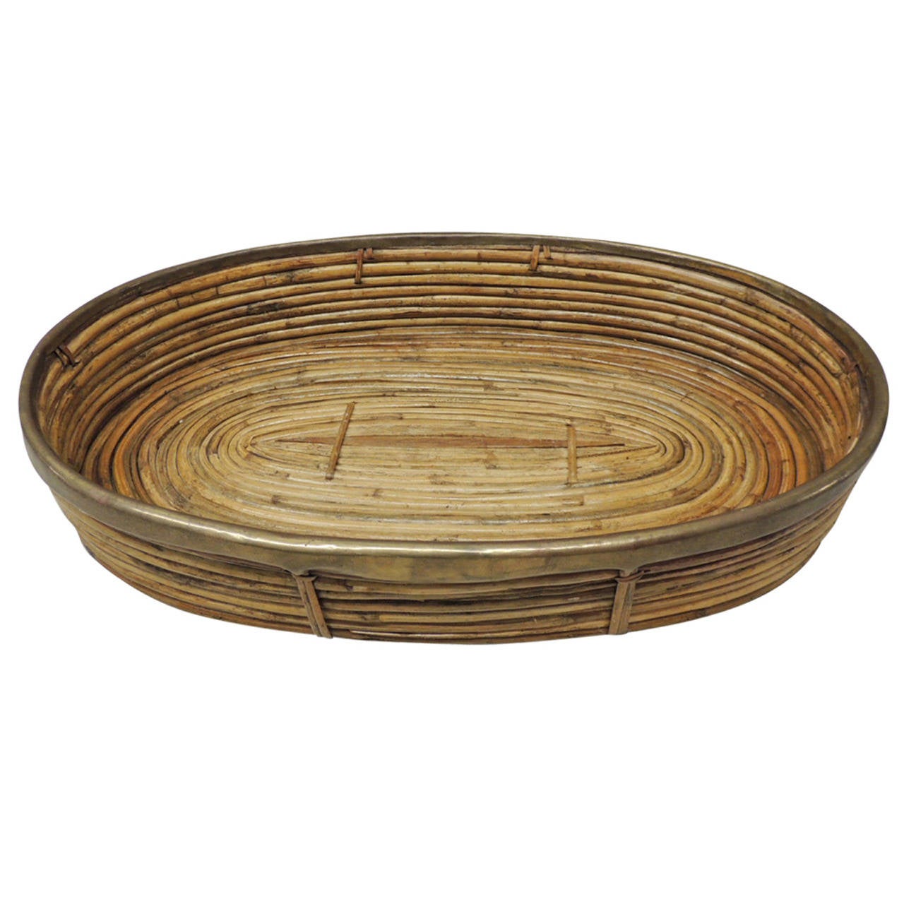Vintage Bamboo Tray with Brass Rim at 1stDibs