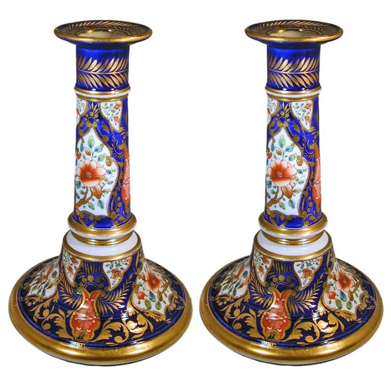 Antique Pair of Spode Candlesticks at 1stDibs