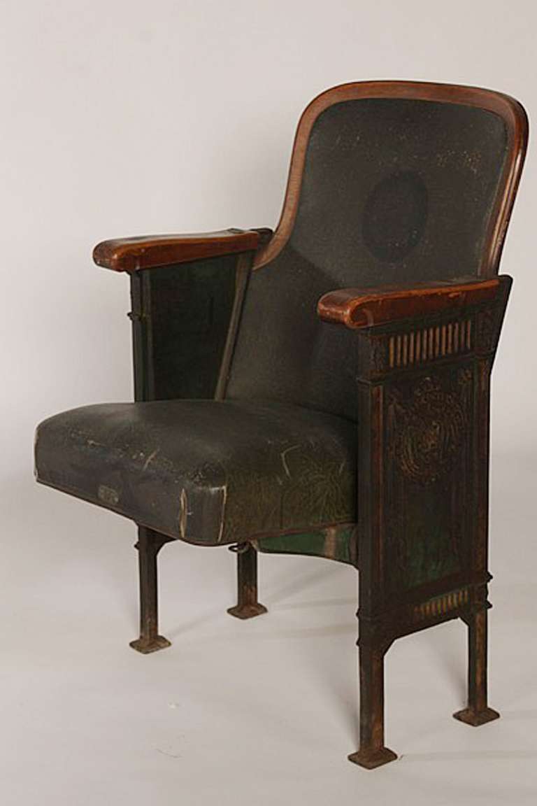 Cast Iron and Upholstered Theater Chairs For Sale at 1stDibs