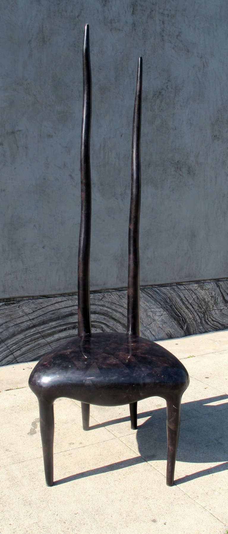 A Pair of 1980s Sculptural Tortoise Shell Veneer Dining Chairs by R&Y ...