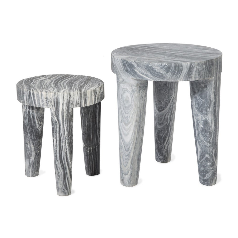 Small Tribute Stool in Grey Rainbow Marble For Sale at 1stDibs
