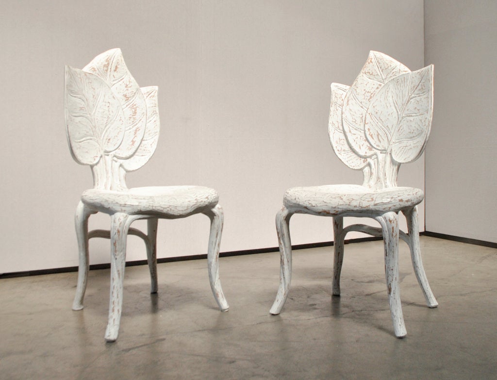 A Set of Six "Leaf" Pattern Carved Wood Chairs at 1stDibs